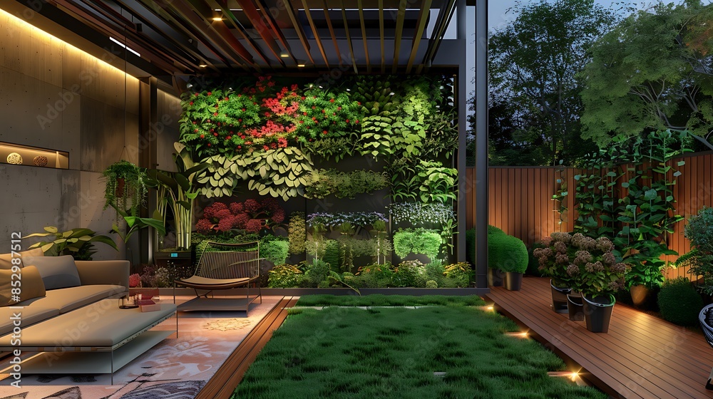 urban garden terrace with space-efficient vertical planting systems ...