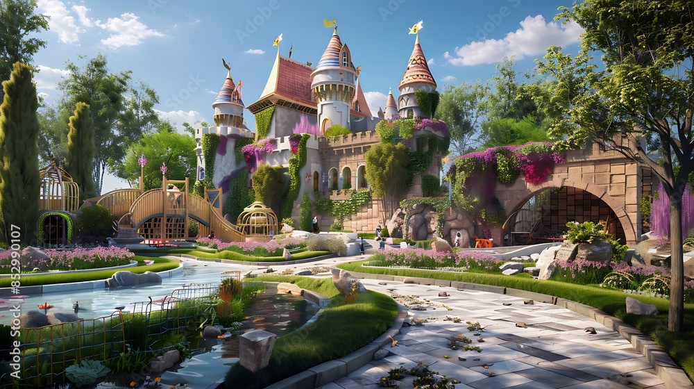 children's wonderland with a custom-built castle, magical gardens, and ...