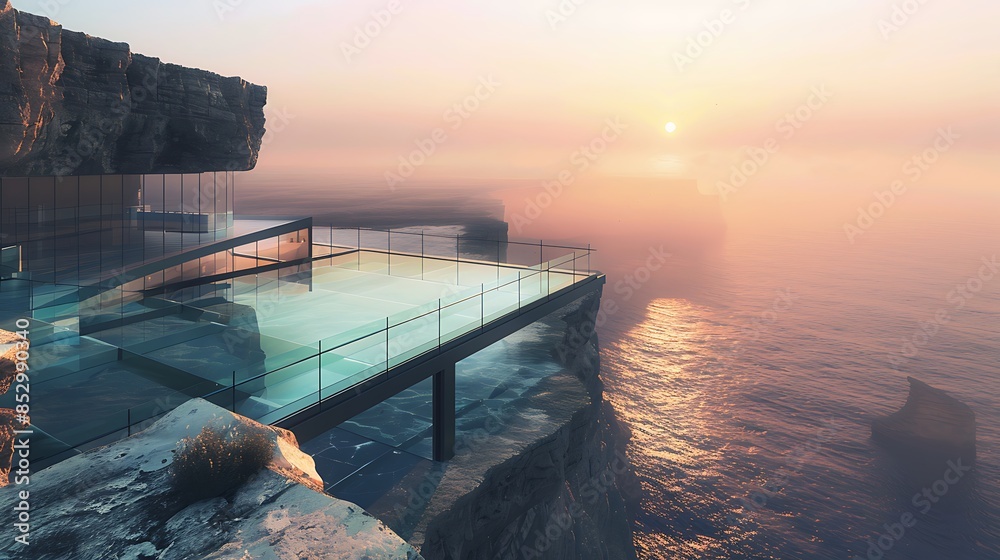 cliffside observation deck with reinforced glass flooring and ...