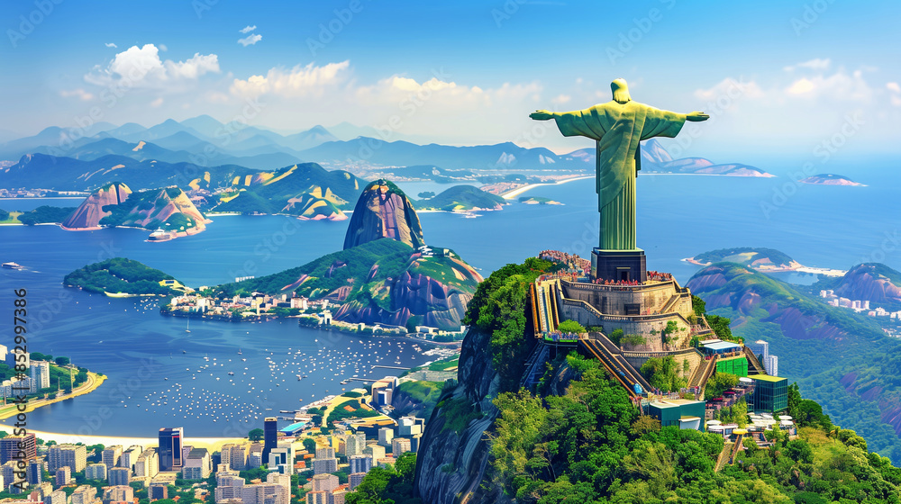 Foto de The Christ the Redeemer statue in Rio de Janeiro, Brazil, arms ...