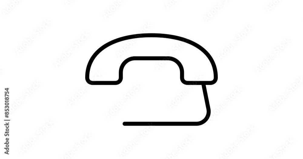 Landline phone animated outline icon with white background. Landline ...