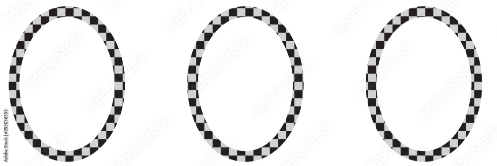 Checkered circle frame. Circle frame with checkerboard geometric pattern. Round chess border ...