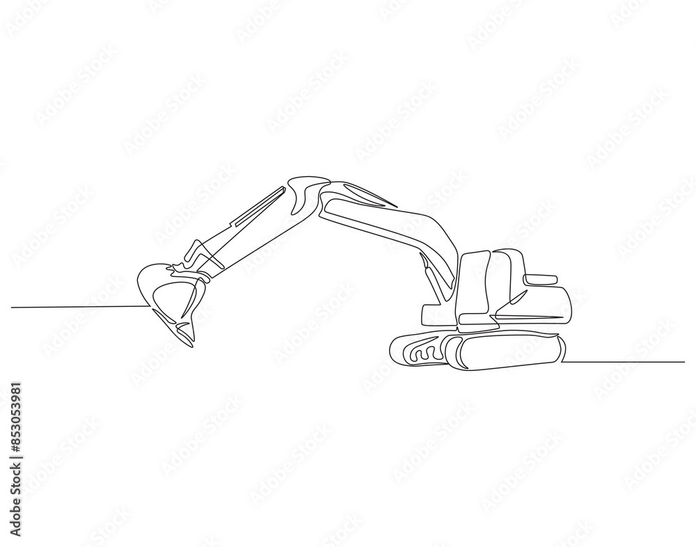 Continuous one line drawing excavator. One line drawing illustration of ...