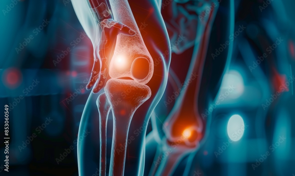 Laboratory and Medical Health Concept: Visual representation of ACL tear with knee instability ...