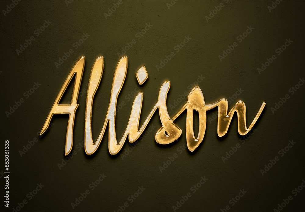 Old gold text effect of name Allison with 3D glossy style Mockup. Stock ...