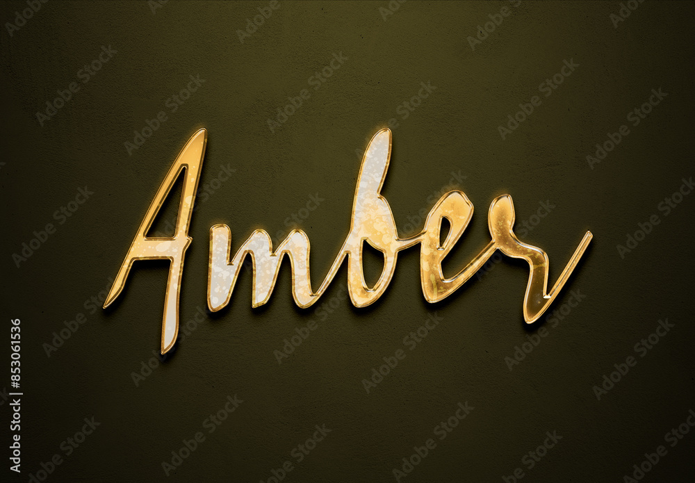 Old gold text effect of name Amber with 3D glossy style Mockup. Stock ...