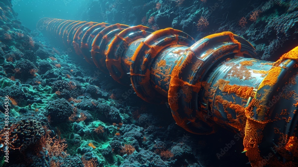 Illustrate a detailed cross-section of submarine cables laid on the ...