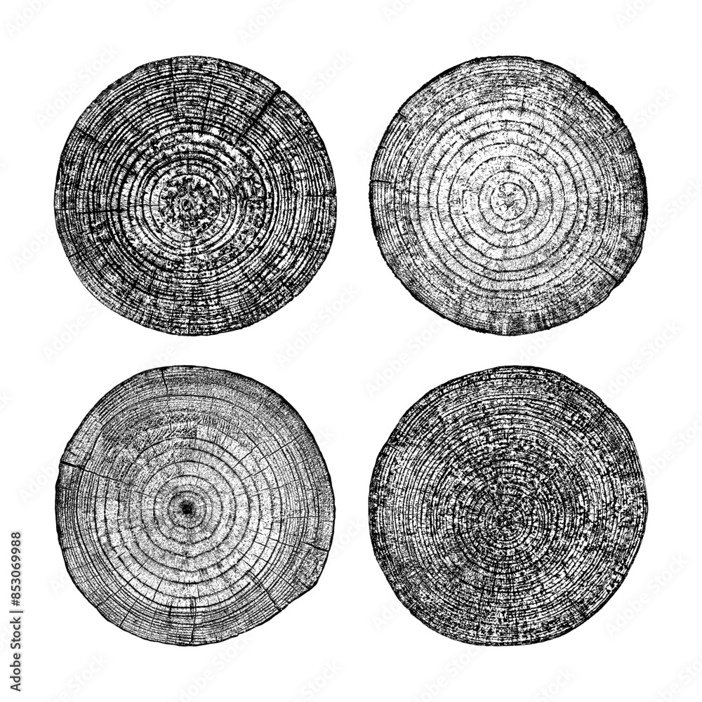 Wood texture cross section of tree rings. Cut slice of wooden stump ...