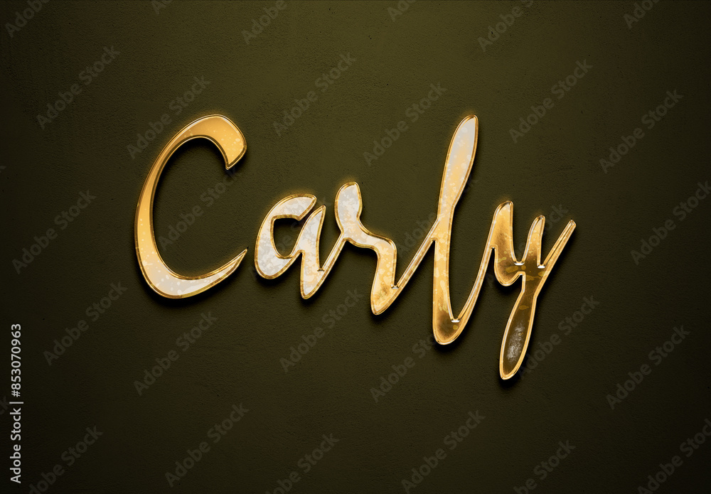 Old gold text effect of name Carly with 3D glossy style Mockup. Stock ...