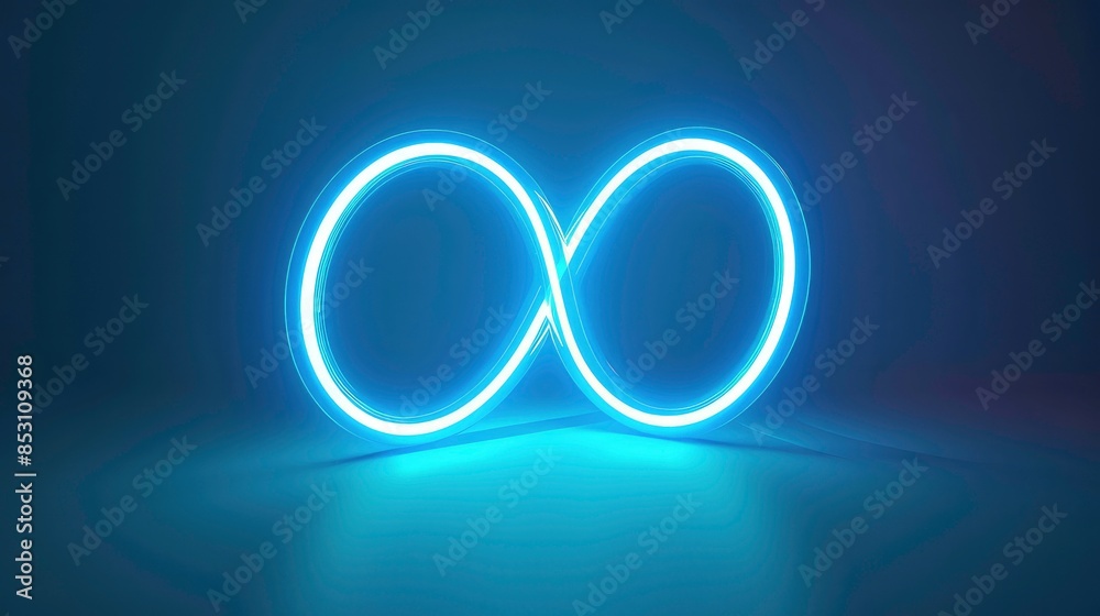 Neon symbol loop sign light background 3d line abstract infinite glow ...