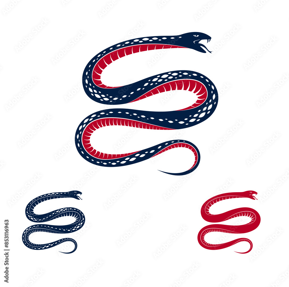 Venomous snake vintage tattoo, vector logo or emblem of aggressive ...