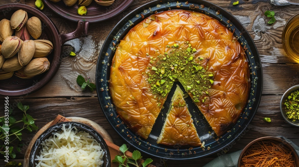 Kunefe is a classic Turkish dessert made with shredded dough ...