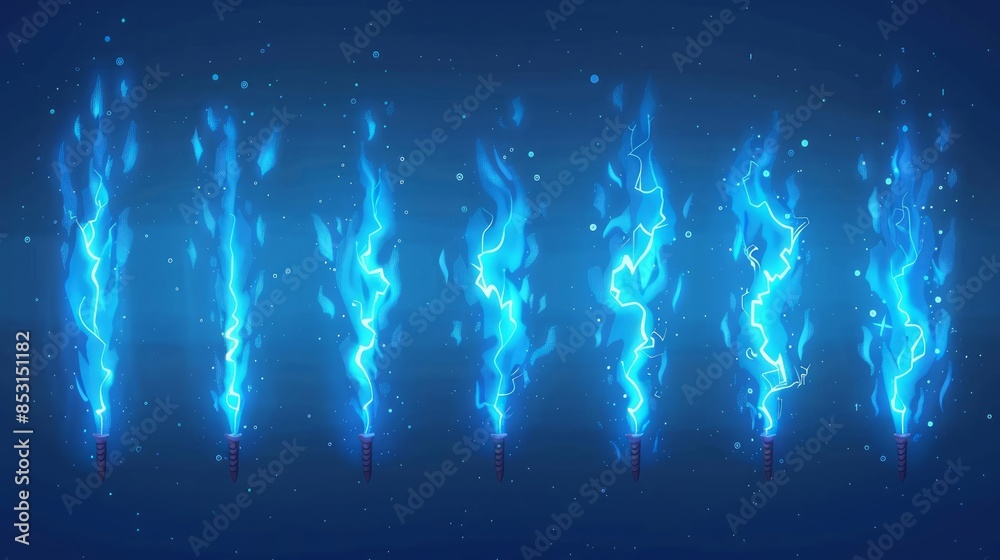 Ilustração do Stock: Cartoon lightning animation. Animated frames of ...