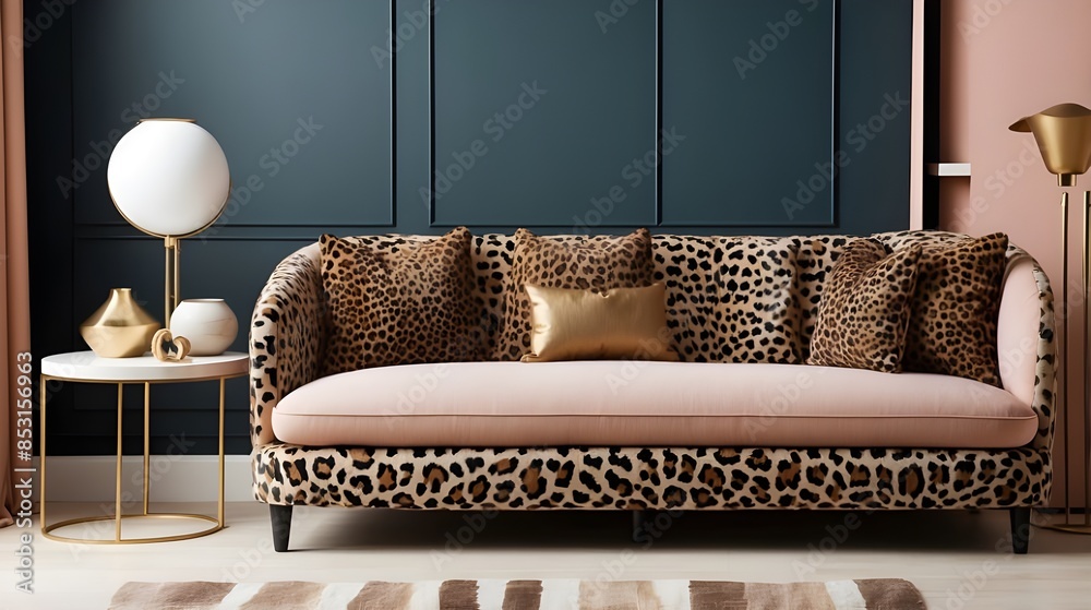 a trendy leopard print into the background, using a sophisticated color ...