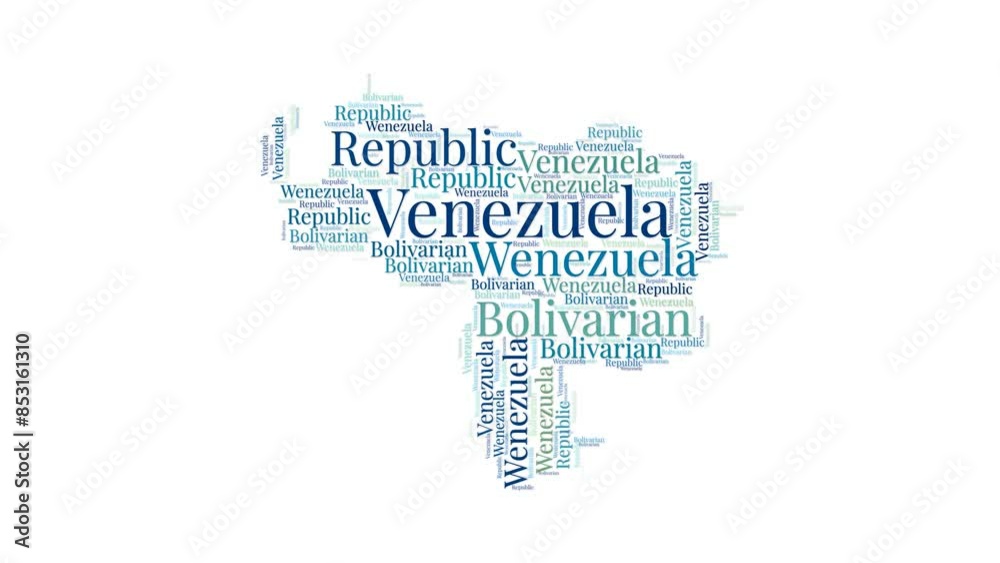 Venezuela shape words animation. Venezuela boundary filled with country ...