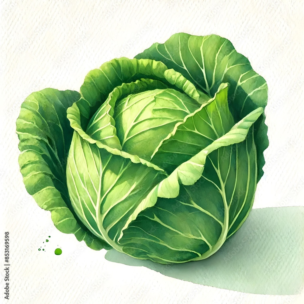 Watercolor vegetable. Watercolor Cabbage illustration, isolated on a ...