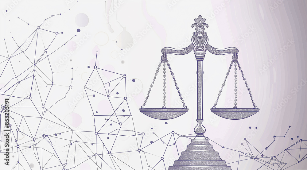 Scales of Justice with Line Art Background Vector Illustration Stock ...