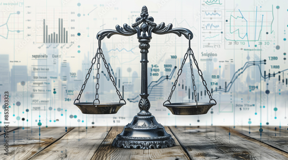 Scales of Justice with Line Art Background Vector Illustration Stock ...