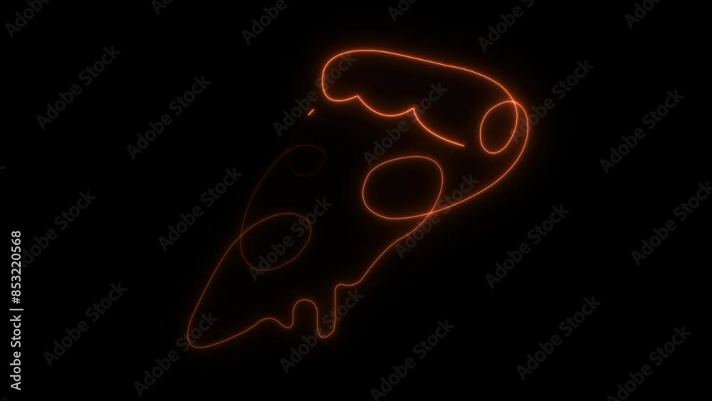 Neon Pizza Slice. Slice of Pizza. Glowing neon line. Line art. Isolated ...