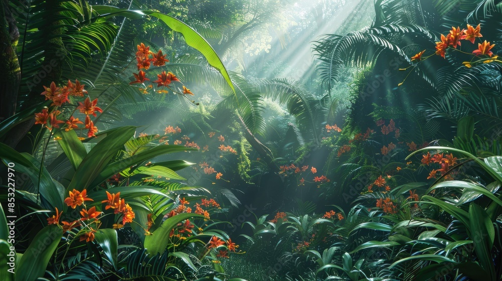 Neotropical rainforest habitat where Epidendrum radicans orchid thrives ...