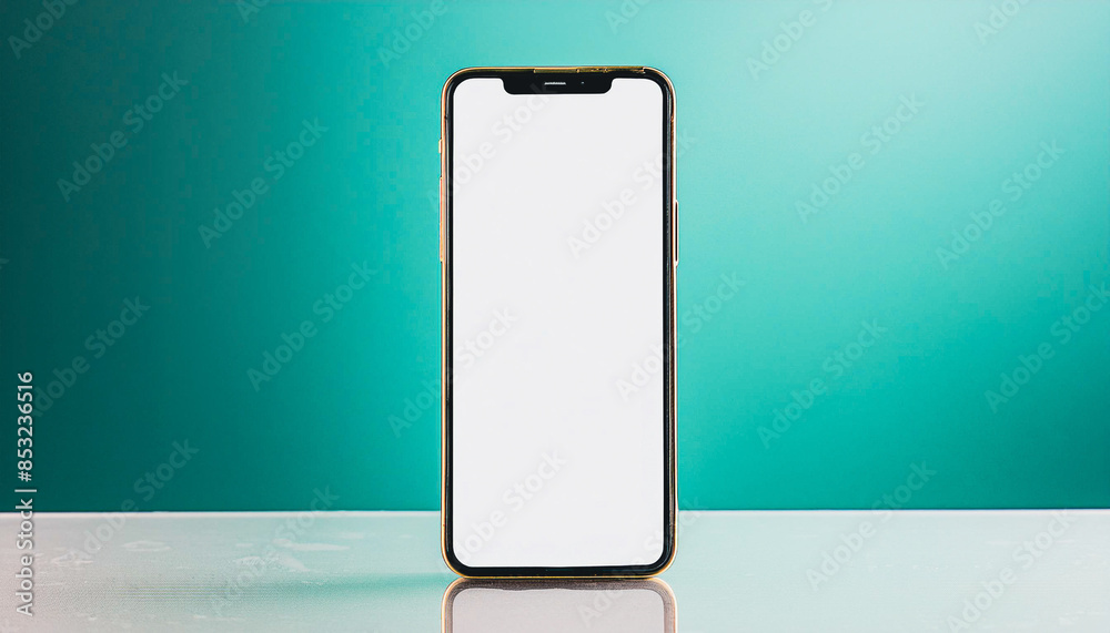 Image of a smartphone with a matte white screen placed on a table. The ...