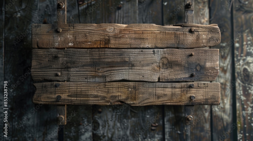 Mockup of an antique wooden signboard in a three dimensional ...