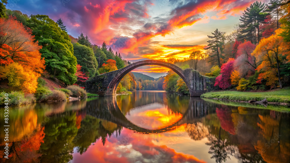 Fantastic Autumn Landscape. Amazing sunset With colorful sky in Azalea ...