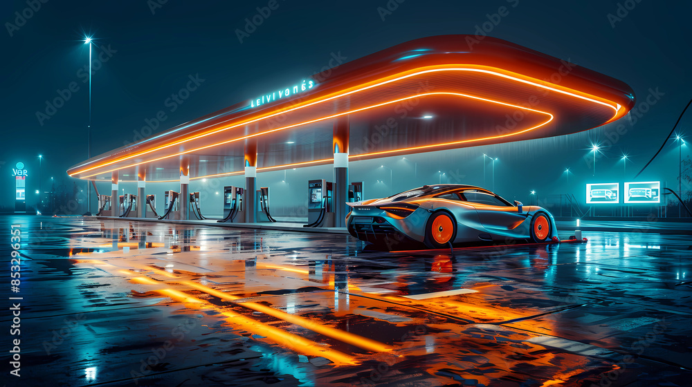 hydrogen use, Futuristic Hydrogen Refueling Station, Green Energy ...