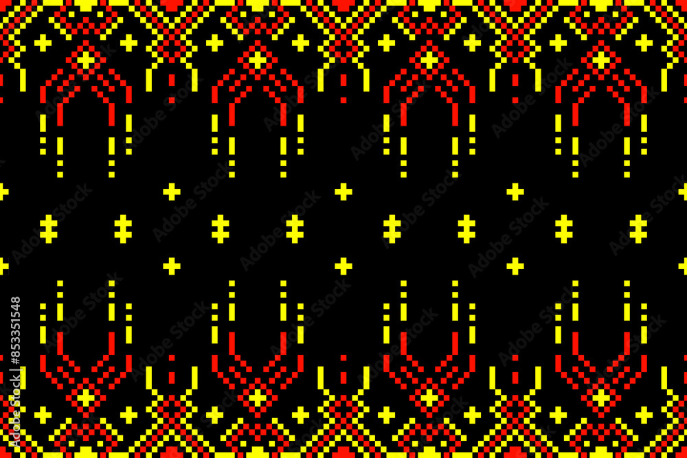 Pixels, Red and yellow square dots tiled in pictures, Pixel pattern ...
