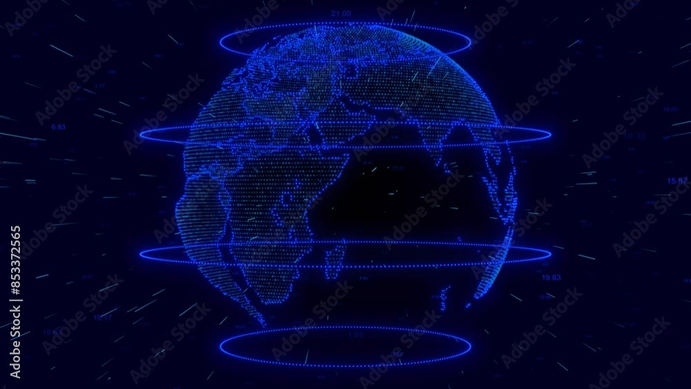 Globe Earth network international network interface, sci-fi world map ...