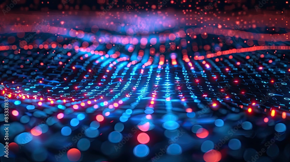 abstract digital background with binary code and AI algorithms running ...