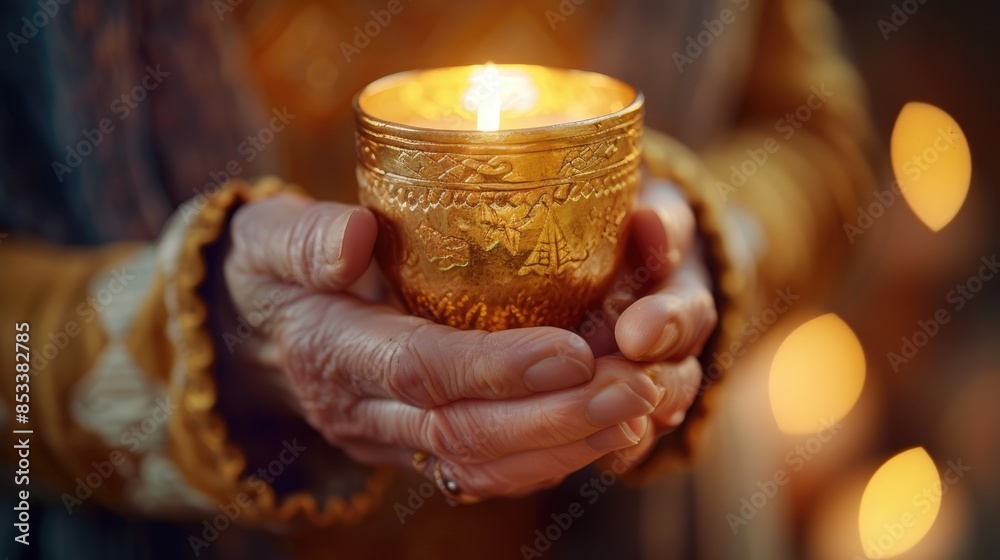 Ceremony of Unity Hands hold a ceremonial cup, a visual representation ...