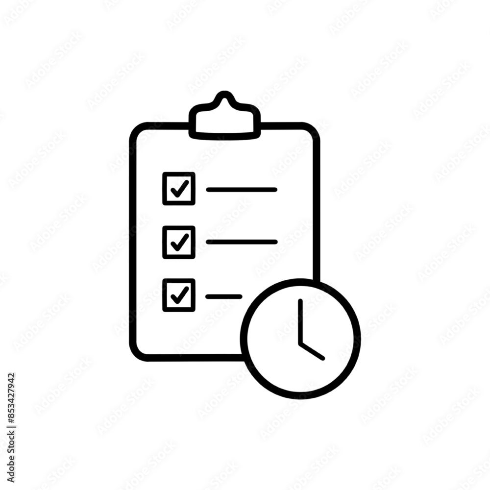 plan board icon, check list plan list with clock, concept icon eps ...