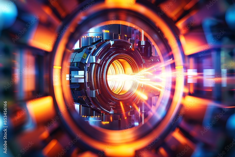 A fusion reactor core emitting a powerful, controlled plasma field ...