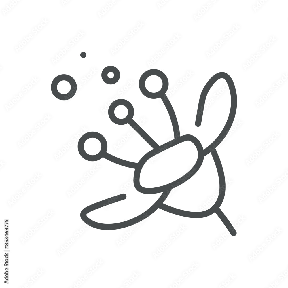 Flower Pollen Icon. Thin Line Illustration of Pollen Particles from a ...