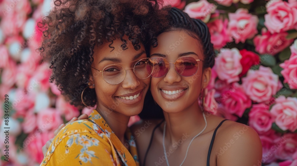 Happy gay black woman celebrating gay pride month at lgbtq+ community ...