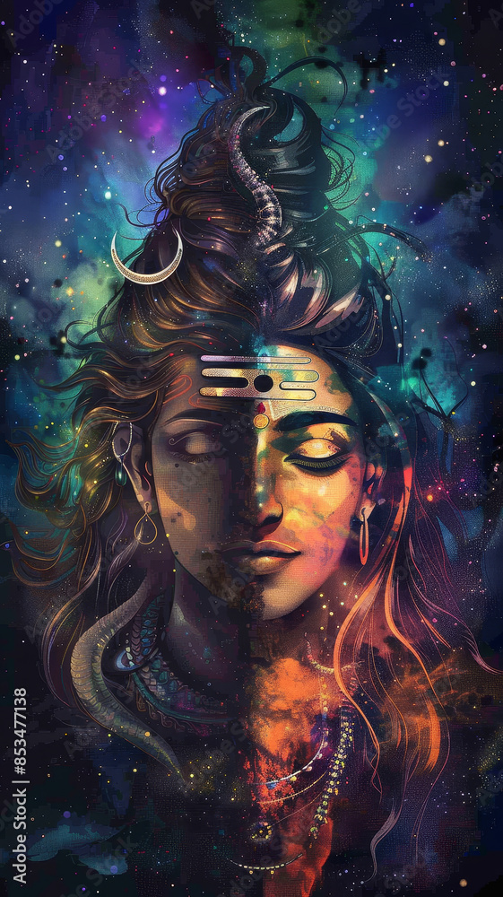 Cosmic Portrait of Shiva: A Digital Art Interpretation - A digital ...
