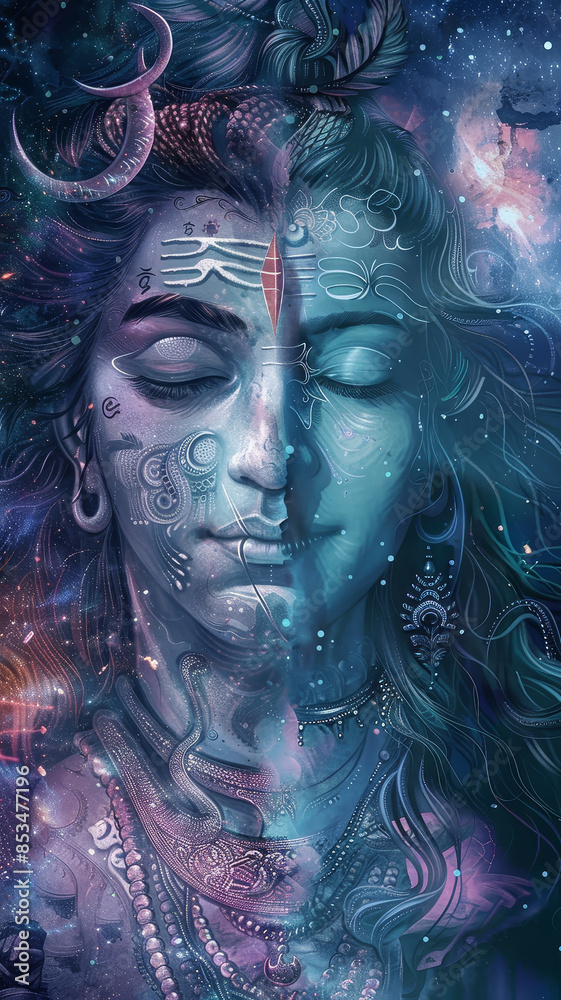 Mystical Portrait of Shiva, Hindu Deity - A digital art portrait ...