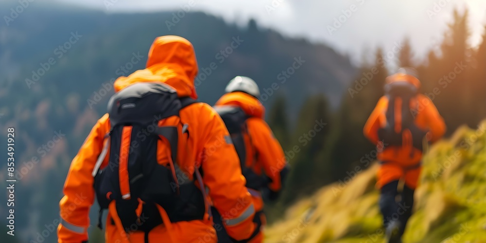 Mountain rescue team conducting search and rescue mission to assist ...