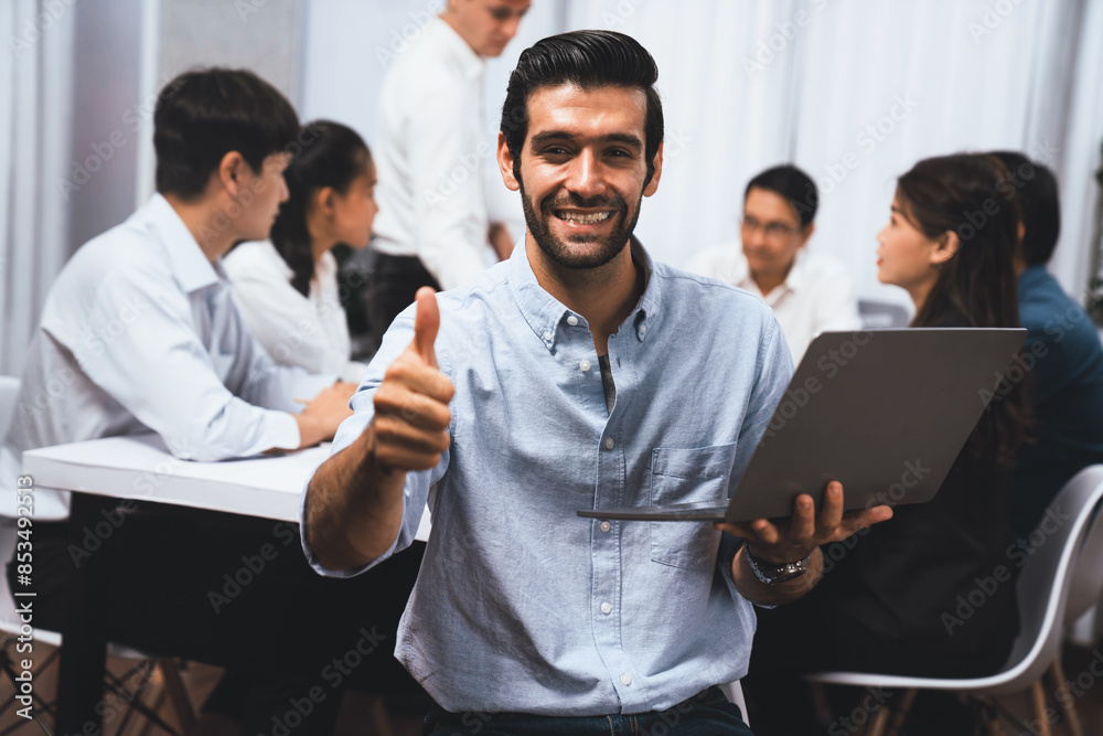 Engineer team leader portrait with diverse group of civil engineer and ...