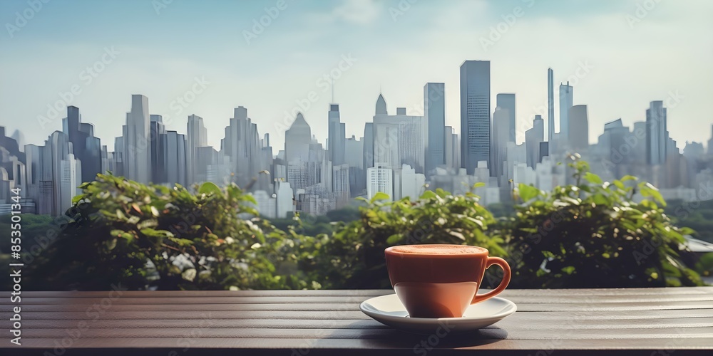 Urbanites enjoy sustainable coffee in a rooftop garden overlooking the ...