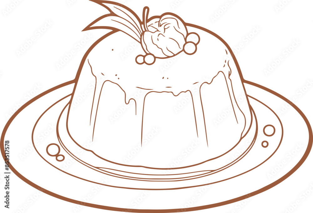 Mango Pudding outline hand drawn engraving Stock Vector | Adobe Stock