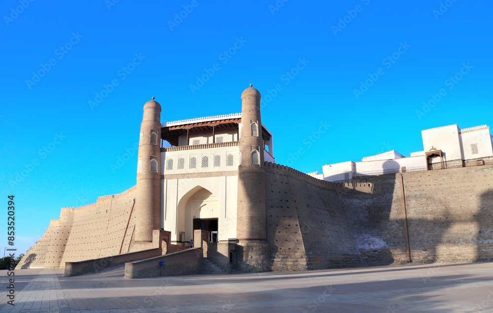 Entrance gates and brick fortress wall of Ark Citadel in old city of ...