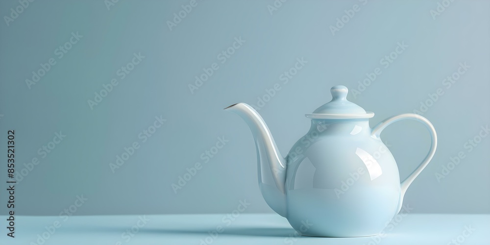 Blue neti pot on a blue background for optimal nasal hygiene and health ...