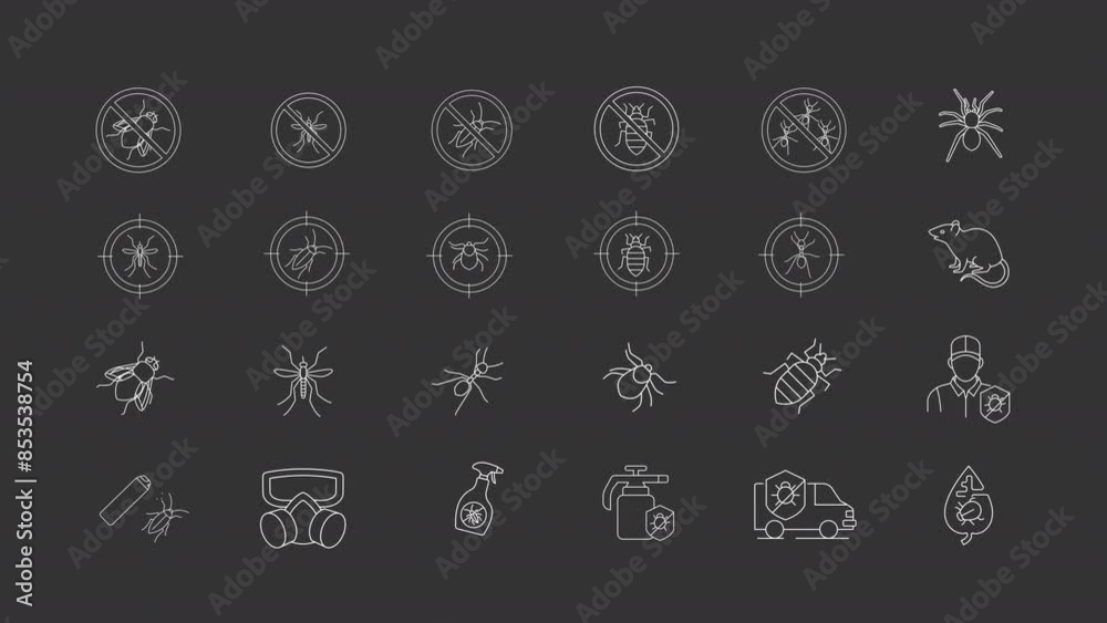 Animated insects white icons. House parasites line animation library ...