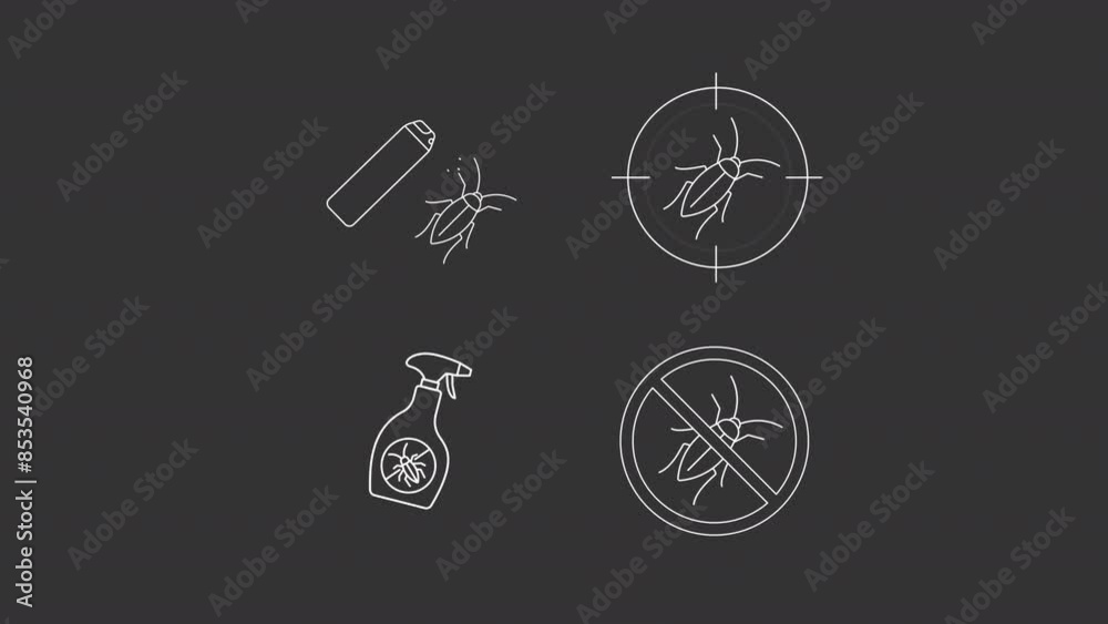 Animated pest service white icons. Insects repellent line animation ...