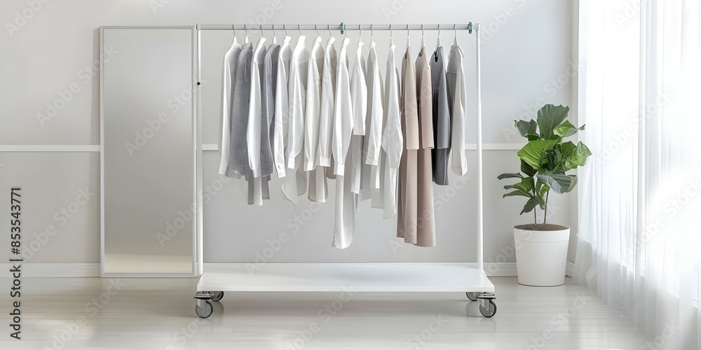 Neat dry cleaning business with clothes rack in front and equipment in ...