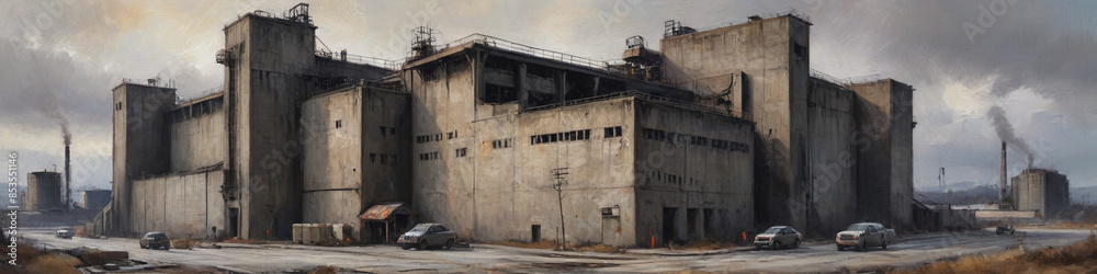 A striking oil painting with expressive, thick strokes of an expansive ...