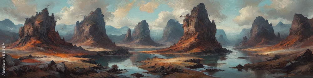 Surreal scenes of distorted realities unfold with thick, textured oil ...