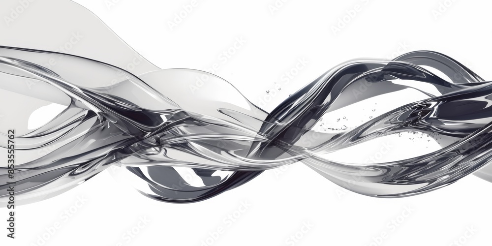 Dynamic 3D Chrome Neon Fluid Forming Liquid Metal Shapes on White ...